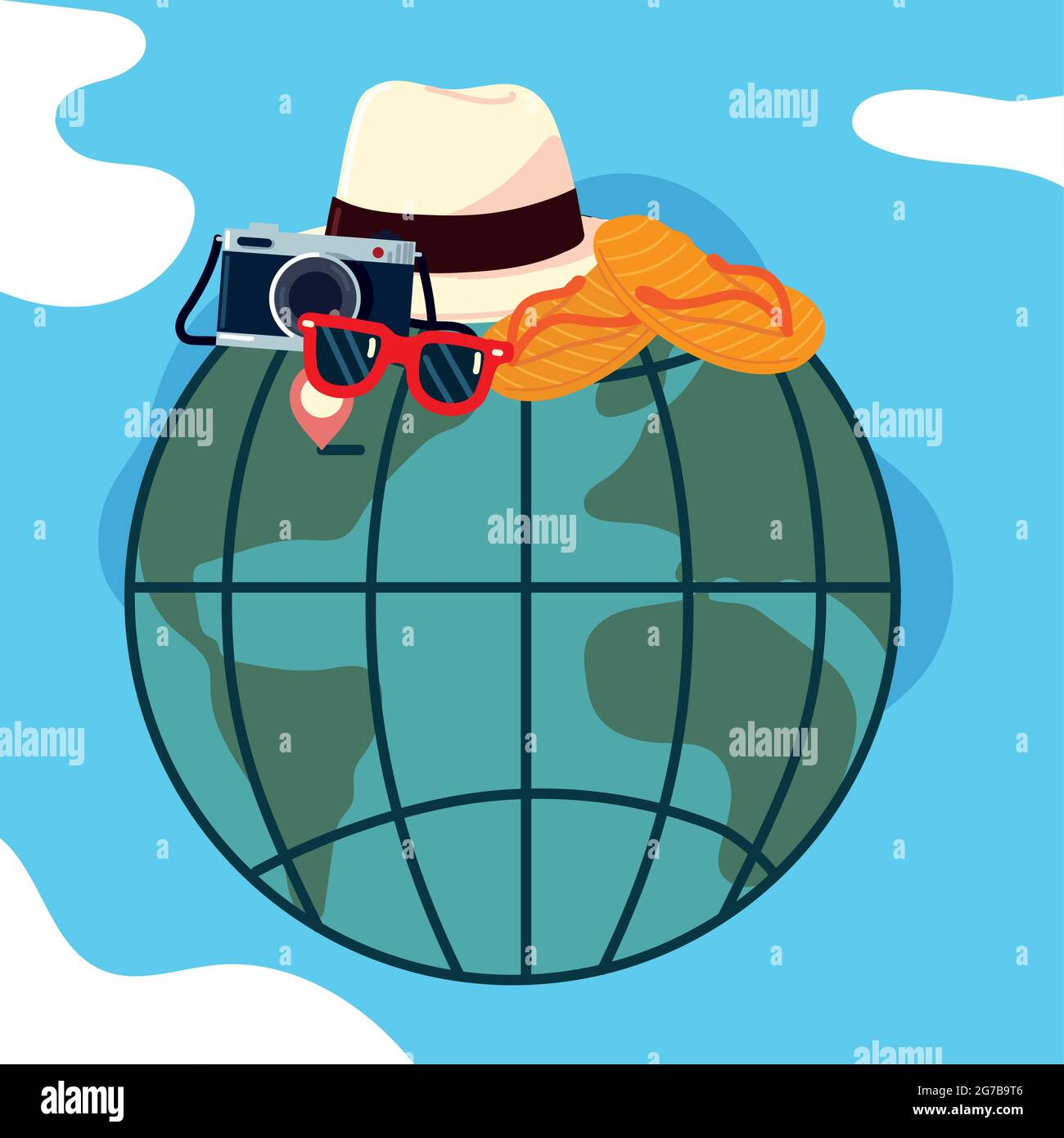 Travel world hat sunglasses Stock Vector Images - Alamy