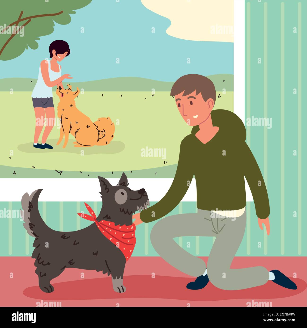 People dog home young Stock Vector Images - Alamy