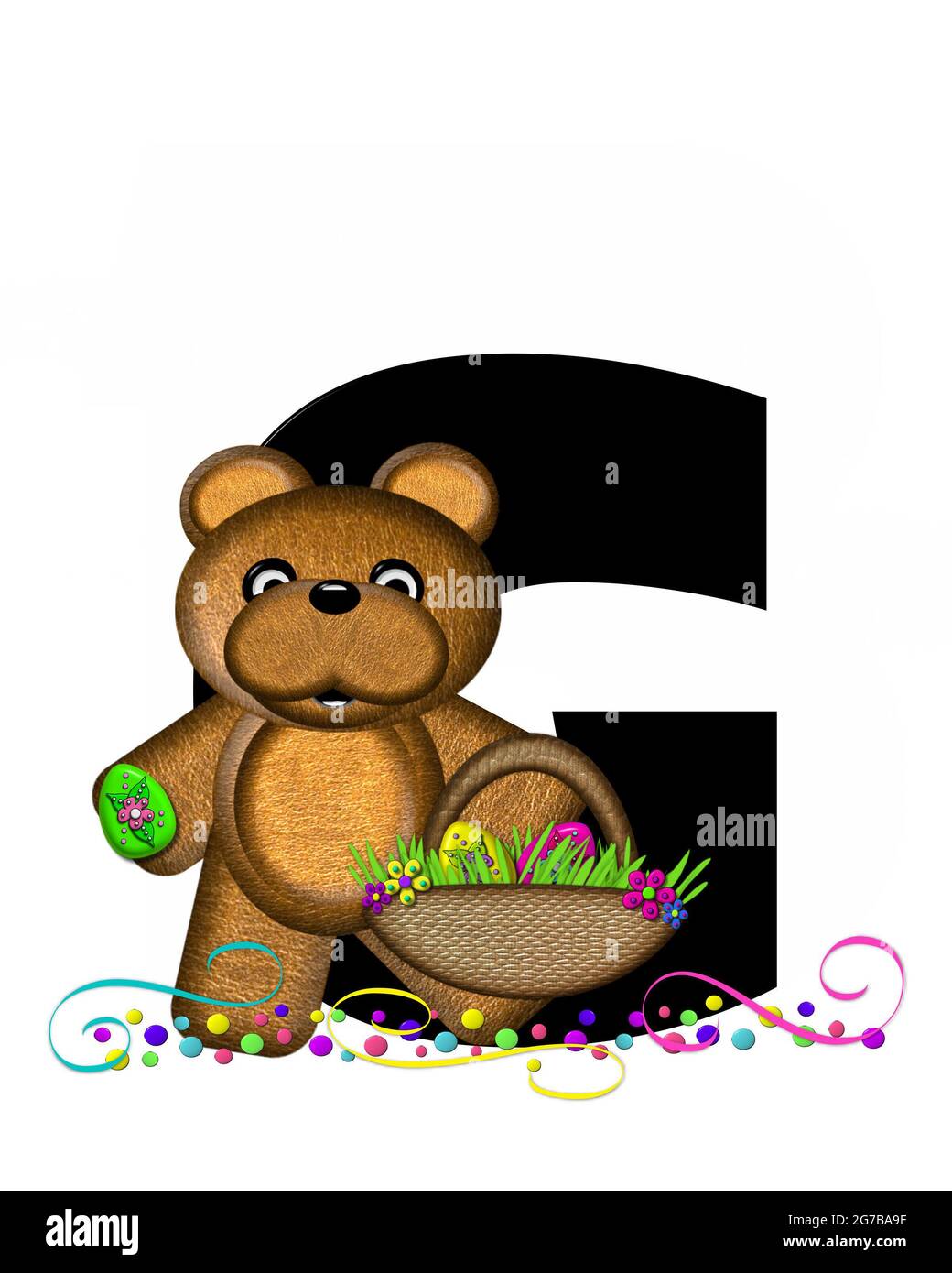 The letter G, in the alphabet set "Alphabet Teddy Easter Party," is ...