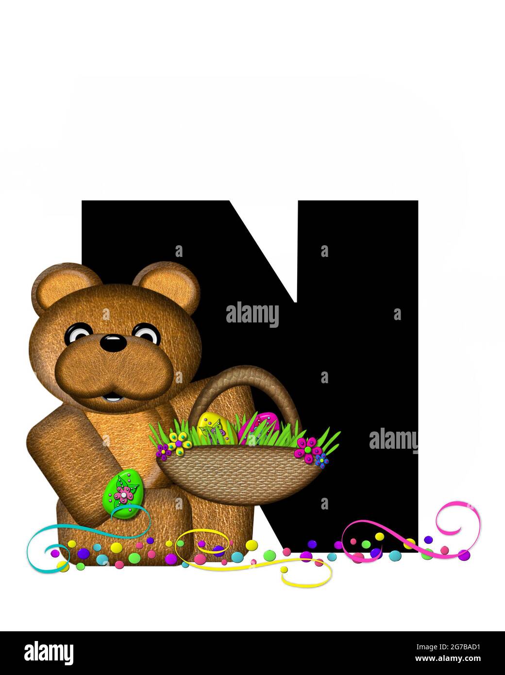 The letter N, in the alphabet set "Alphabet Teddy Easter Party," is ...