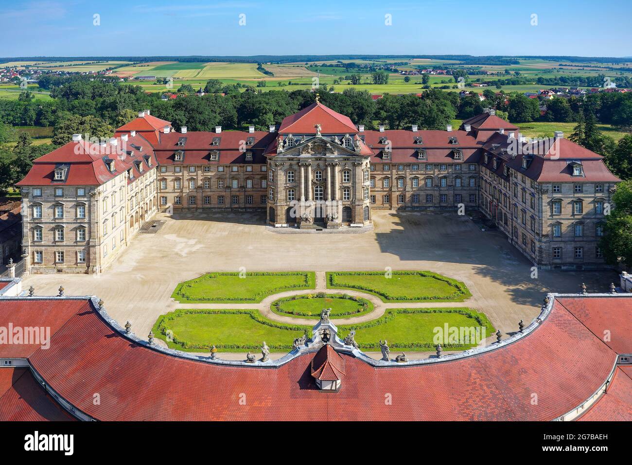 Aerial view, Weissenstein Castle, foundation building Franconian ...
