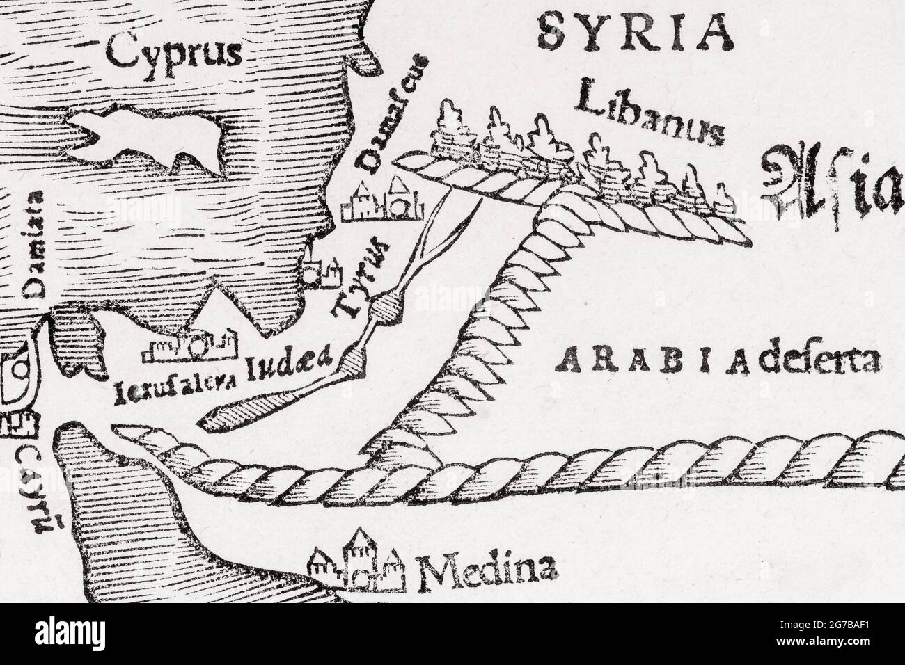 Cyprus and Syria, detail, earliest printed map of the entire African ...