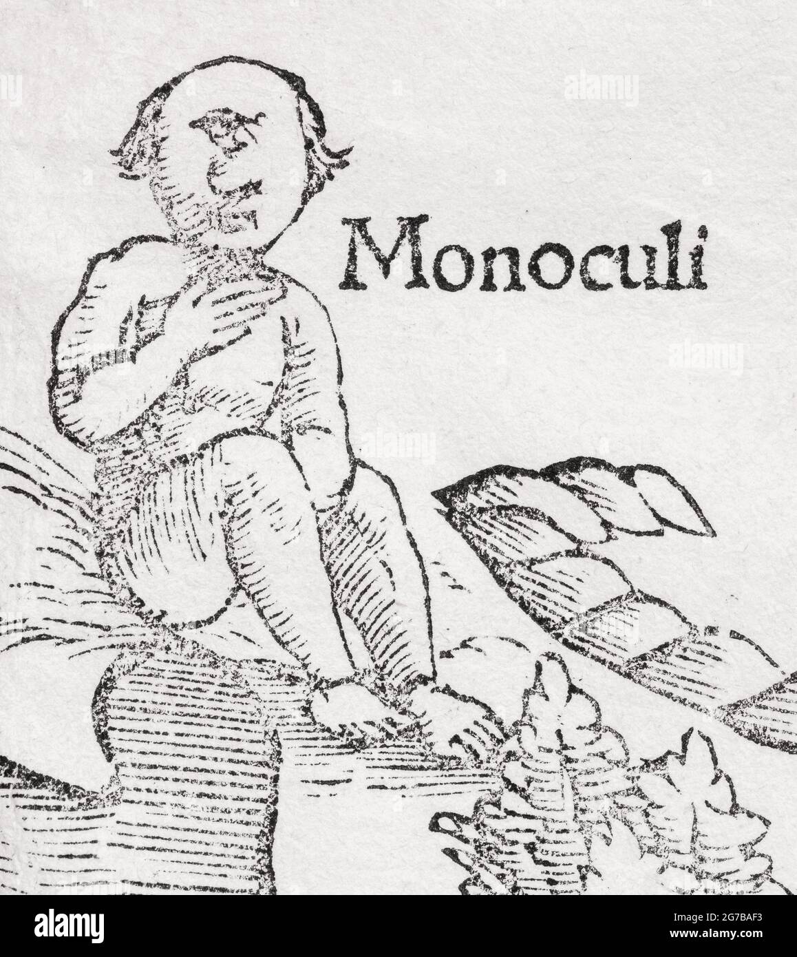 One-eyed Giant (Monoculi), detail, earliest printed map of the entire ...