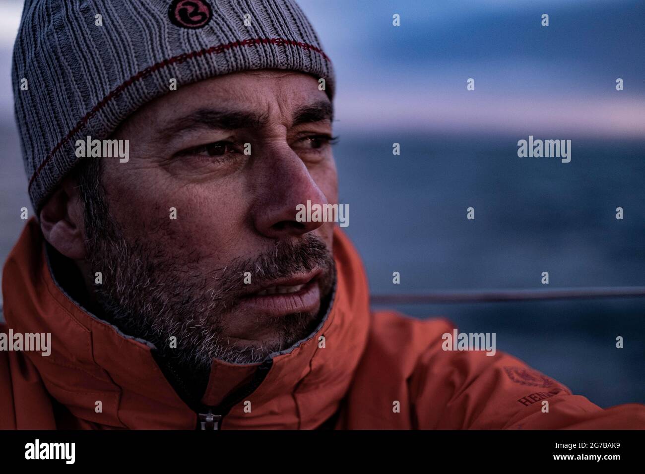 Single-handed sailor on the North Sea, portrait Stock Photo - Alamy