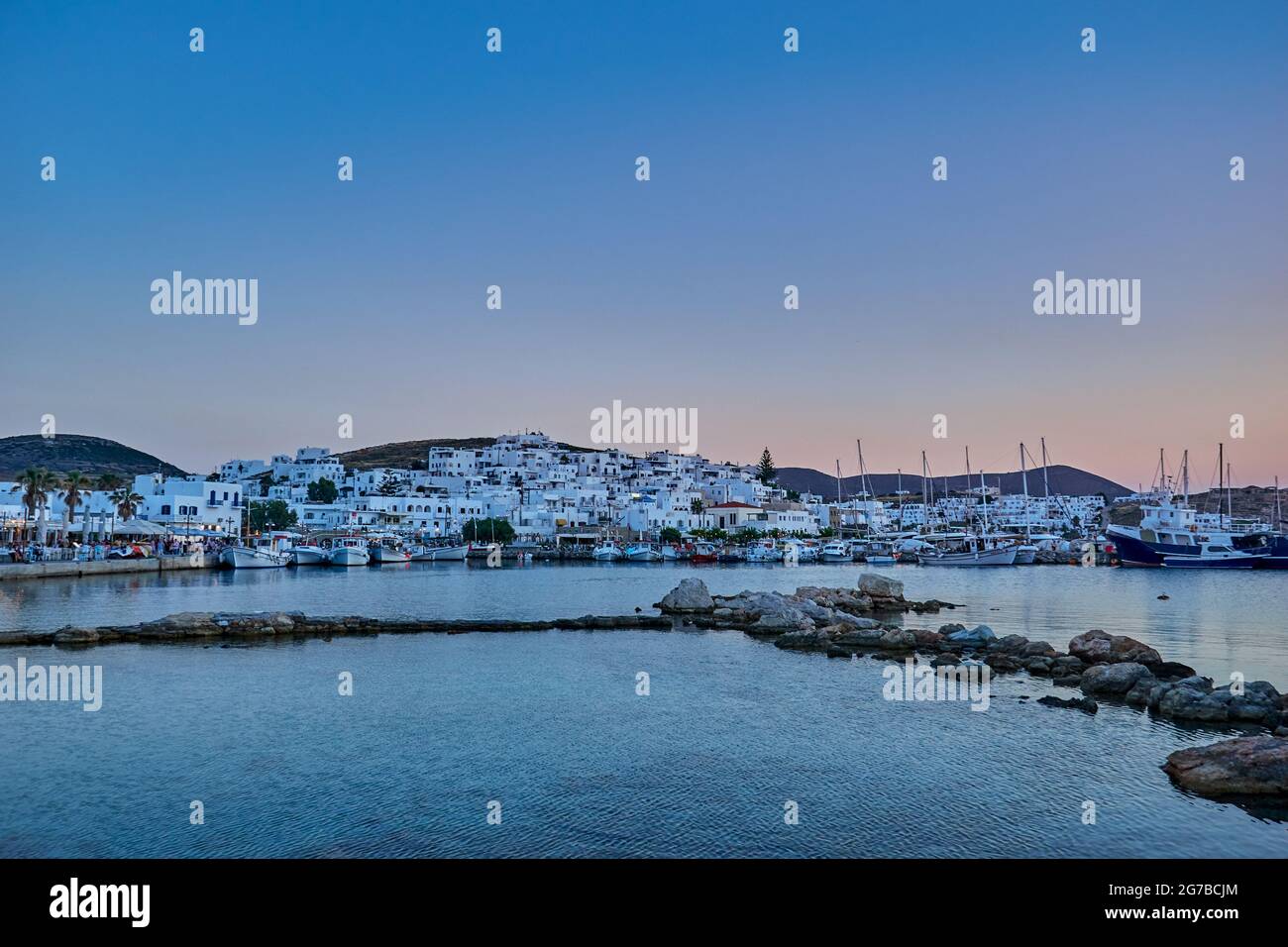 Iconic view from the picturesque seaside village of Naousa in the ...