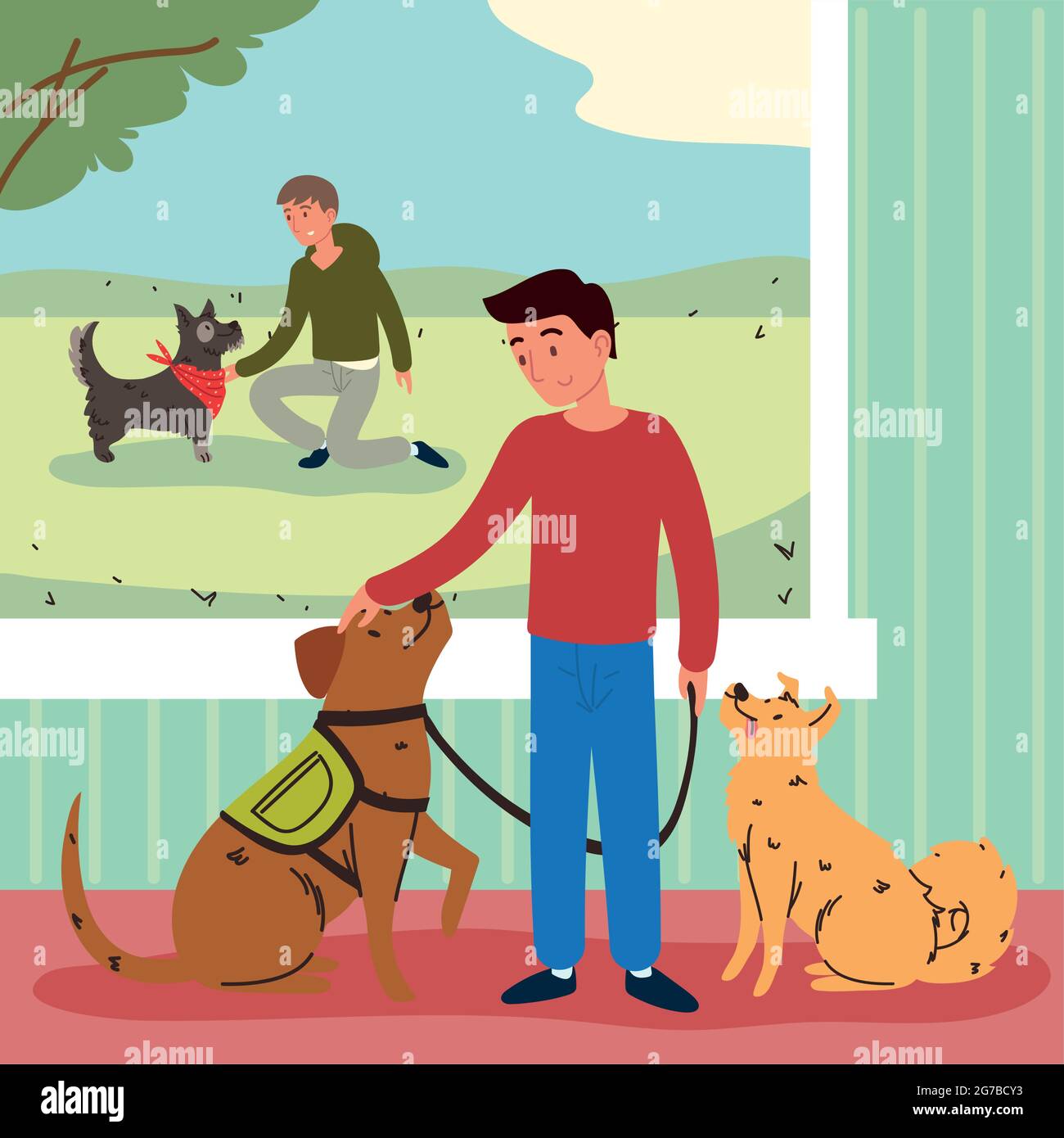 men with animal pets Stock Vector Image & Art - Alamy