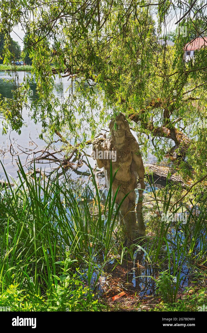 Sculpture of Hercules by Erwin Franz Wiegerling with weeping willow ...