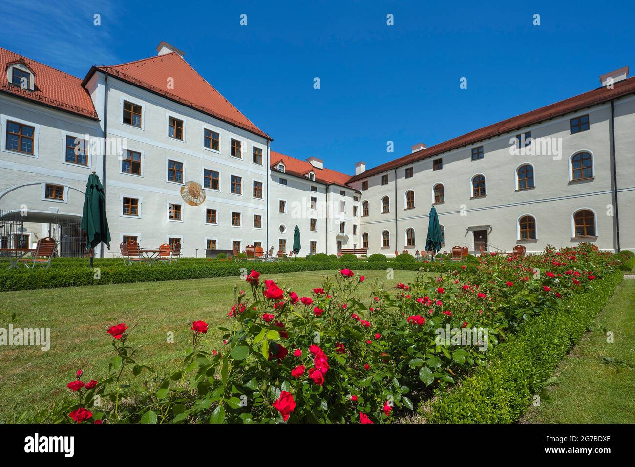 Inner courtyard, Seeon Monastery, Upper Bavaria, Bavaria, Germany Stock ...