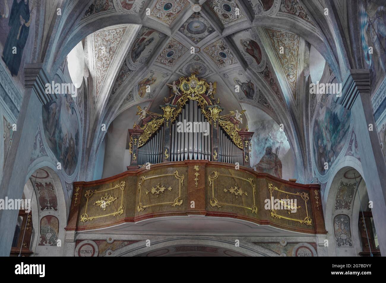 Organ loft, St. Lambert's Monastery Church, Seeon Monastery, Upper ...