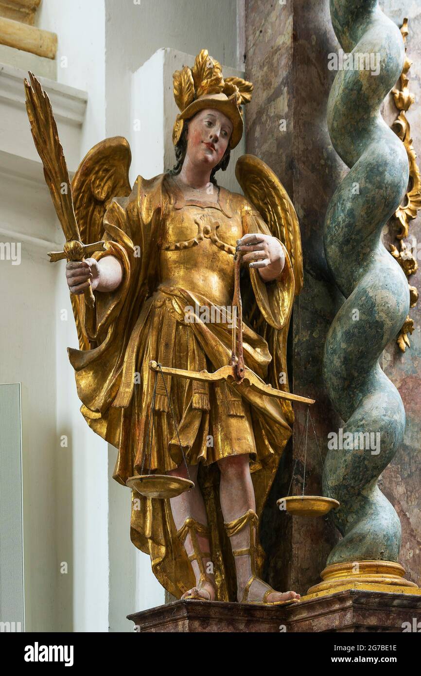 Archangel Michael with sword and scales, monastery church St ...