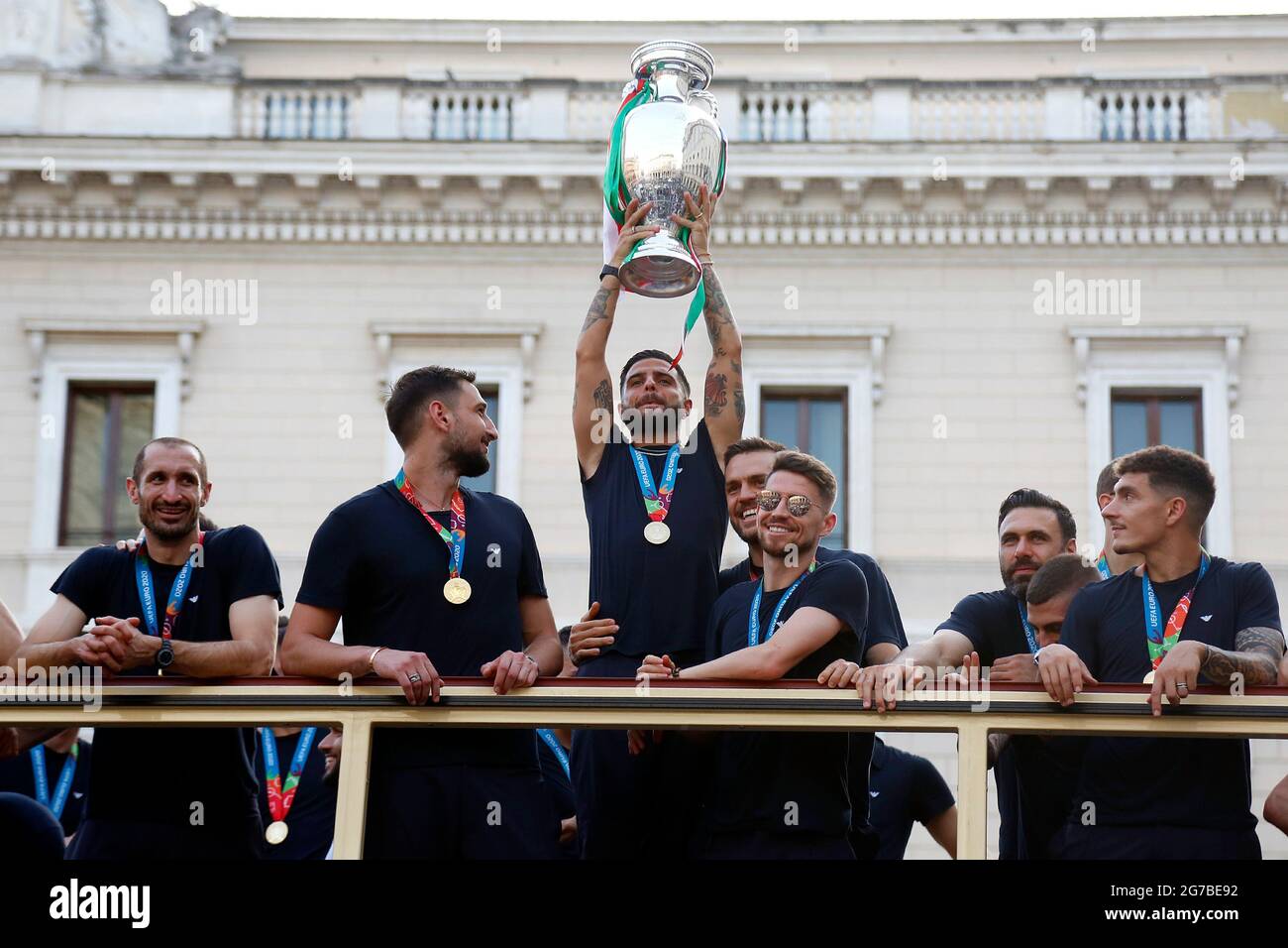 Rome, Italy. 12th July, 2021. The Italian national team ( Giorgio ...