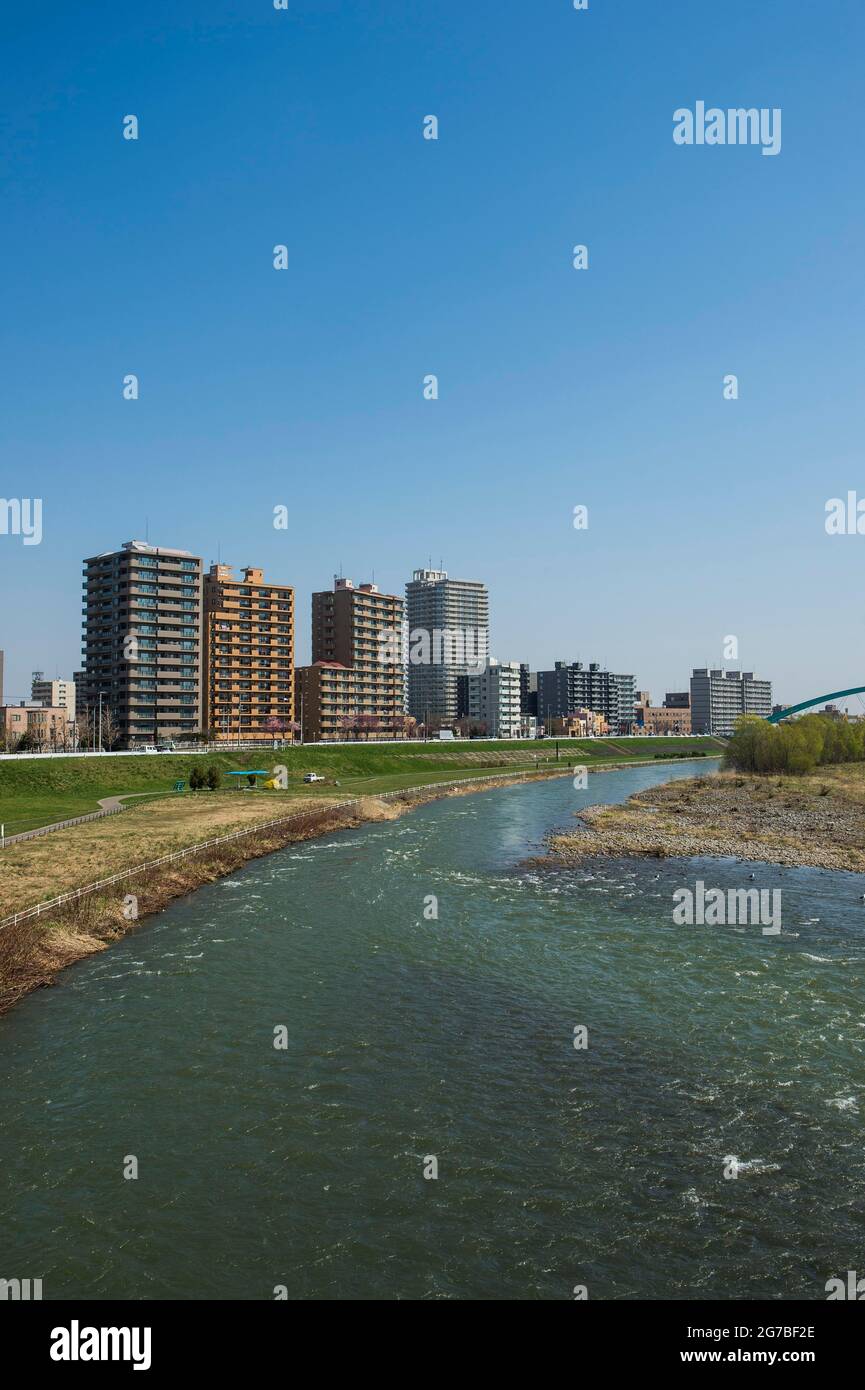 Ishikari river flowing through Sapporo, Hokkaido, Japan Stock Photo - Alamy