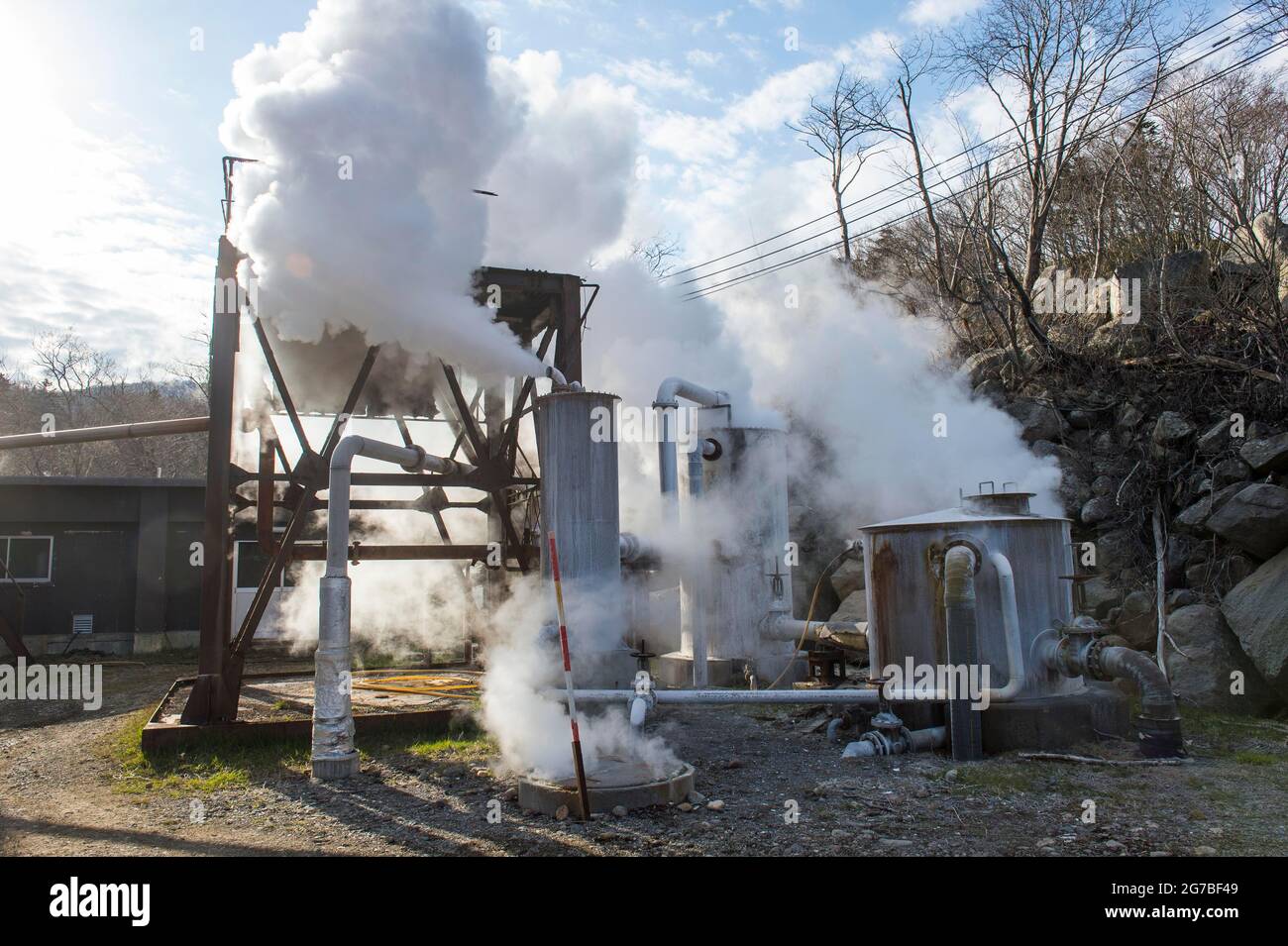 Geothermal plant, Unesco world heritage site Shiretoko National Park ...