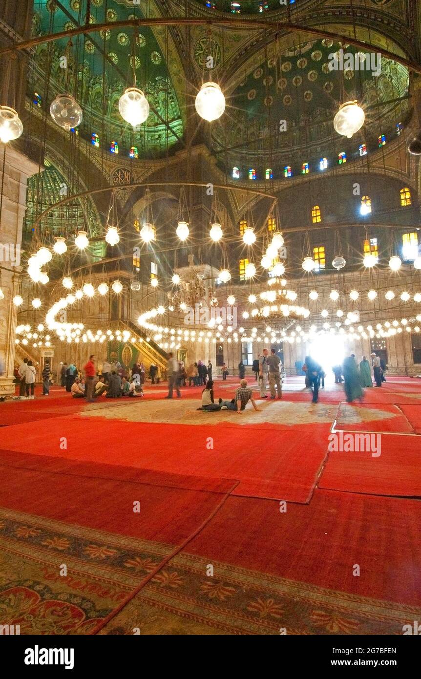 Alabaster Mosque, Chandelier, Dome, Cairo, Muhammad Ali Mosque, Egypt ...