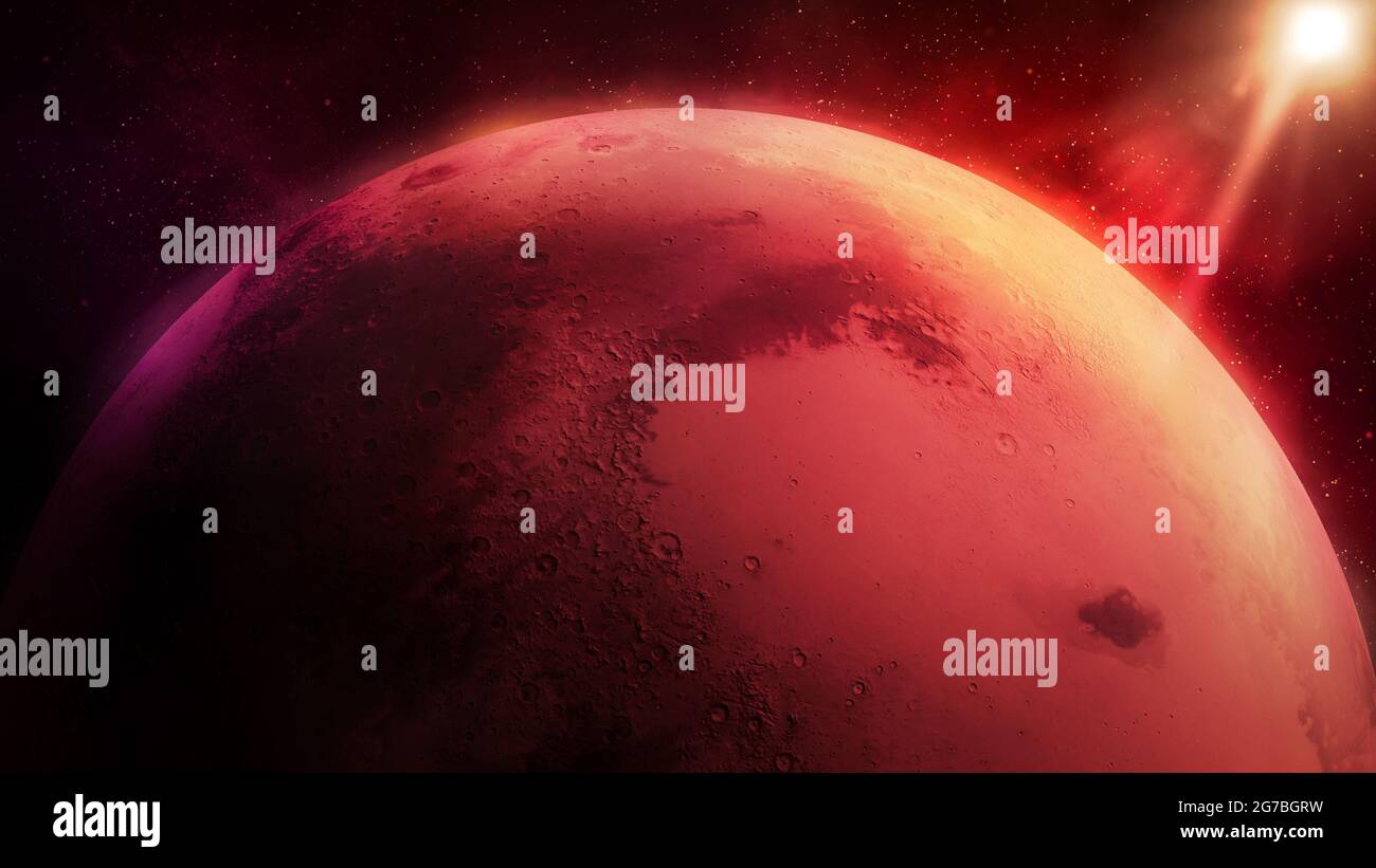 Mars illuminated by the sun, planet close up Stock Photo - Alamy