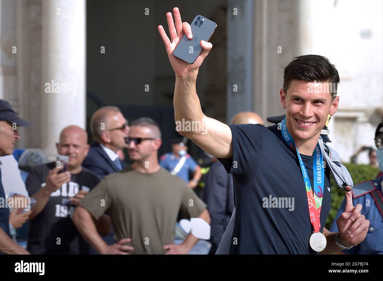 Rome, Italien. 12th July, 2021. The Italian footballer Matteo Pessina ...