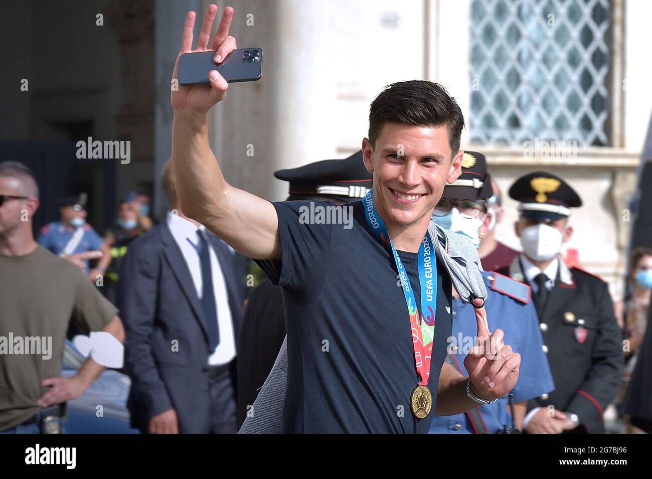 Rome, Italien. 12th July, 2021. The Italian footballer Matteo Pessina ...