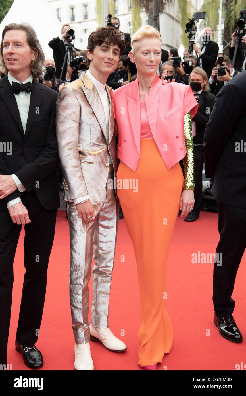 Cannes, France. 12th July, 2021. Tilda Swinton attends the French ...