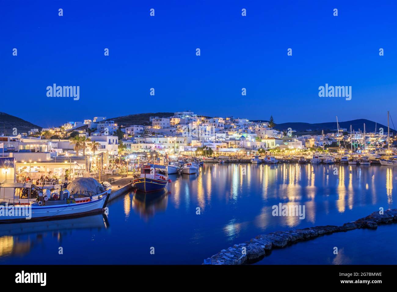 Iconic view from the picturesque seaside village of Naousa on the ...