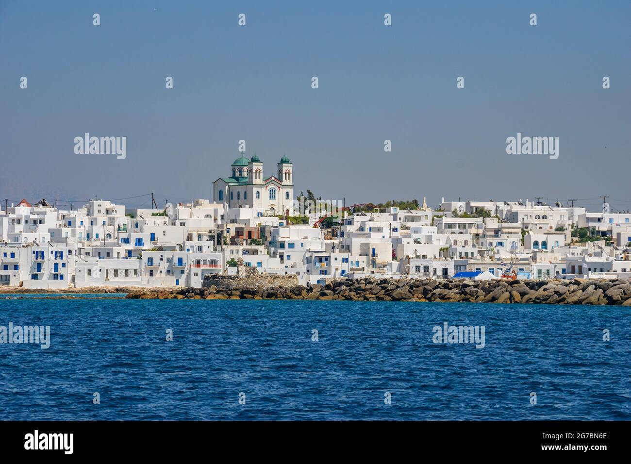 Iconic view from the picturesque seaside village of Naousa in the ...