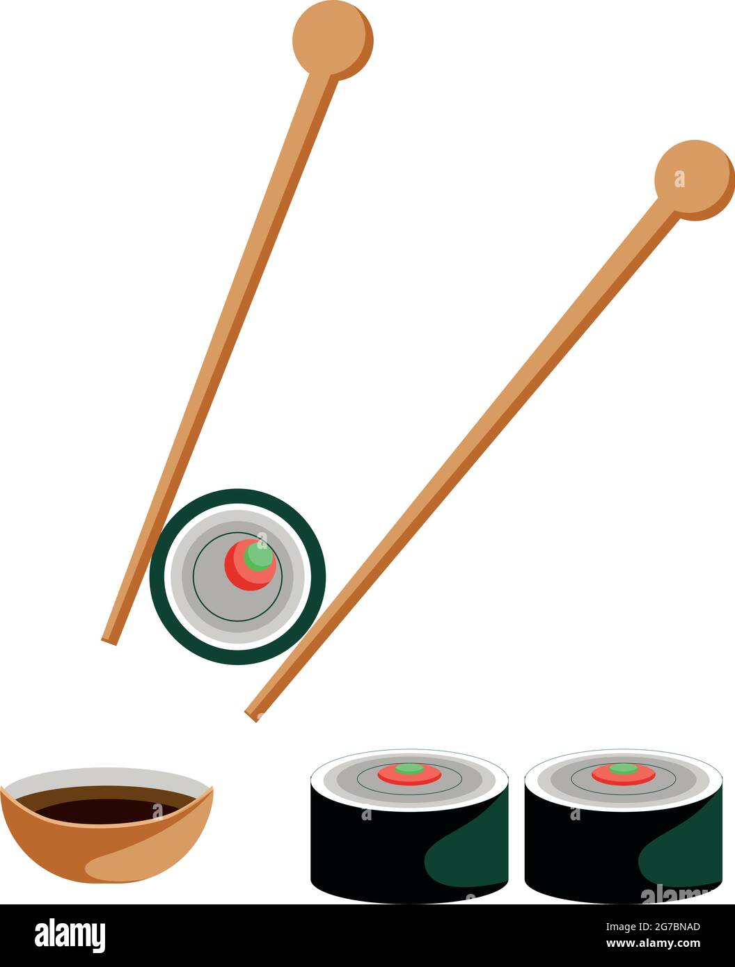 Realistic fish rolls, the national Japanese dish - Vector illustration ...