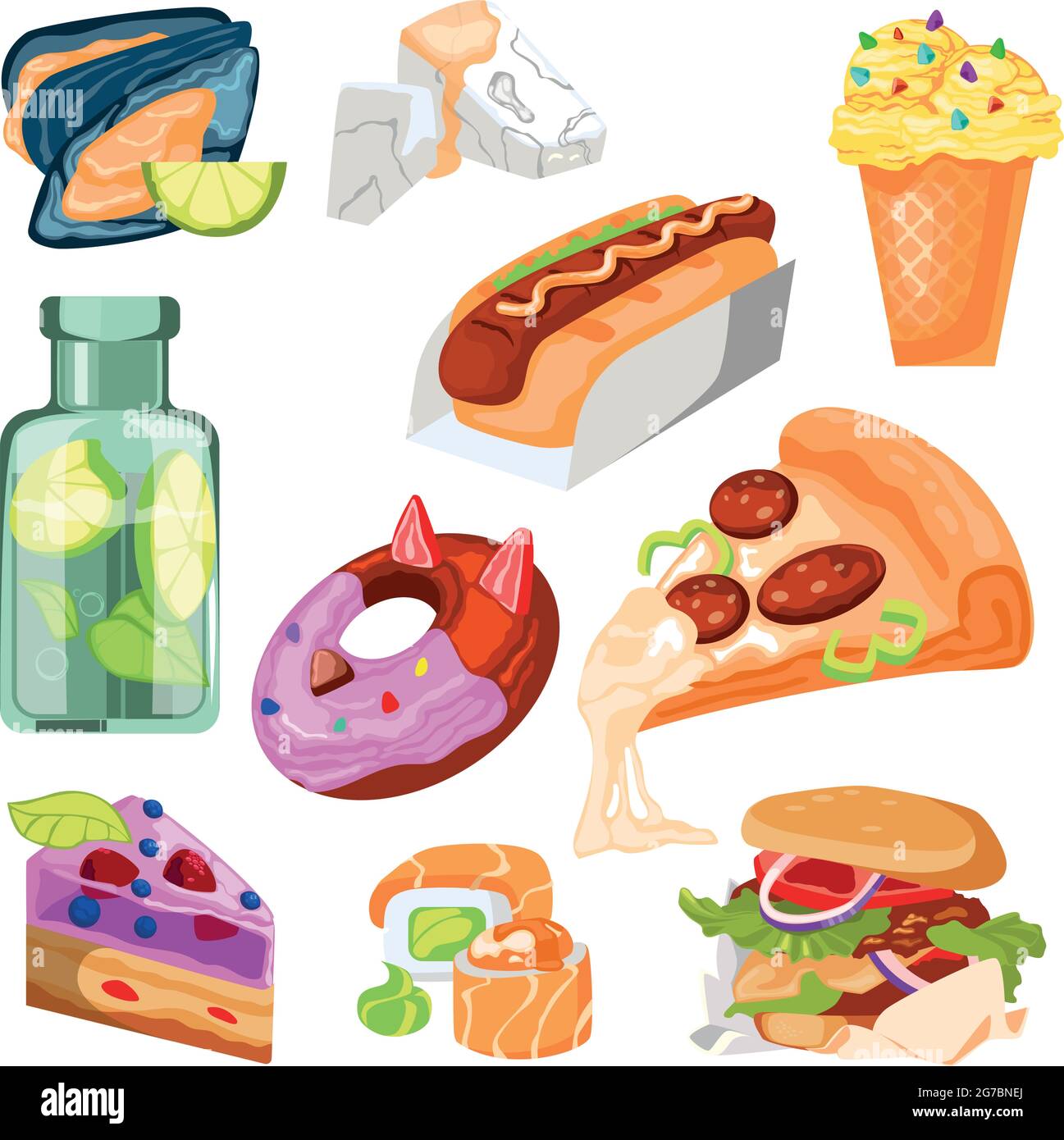 Set of food from different cuisines of the world - Vector illustration ...