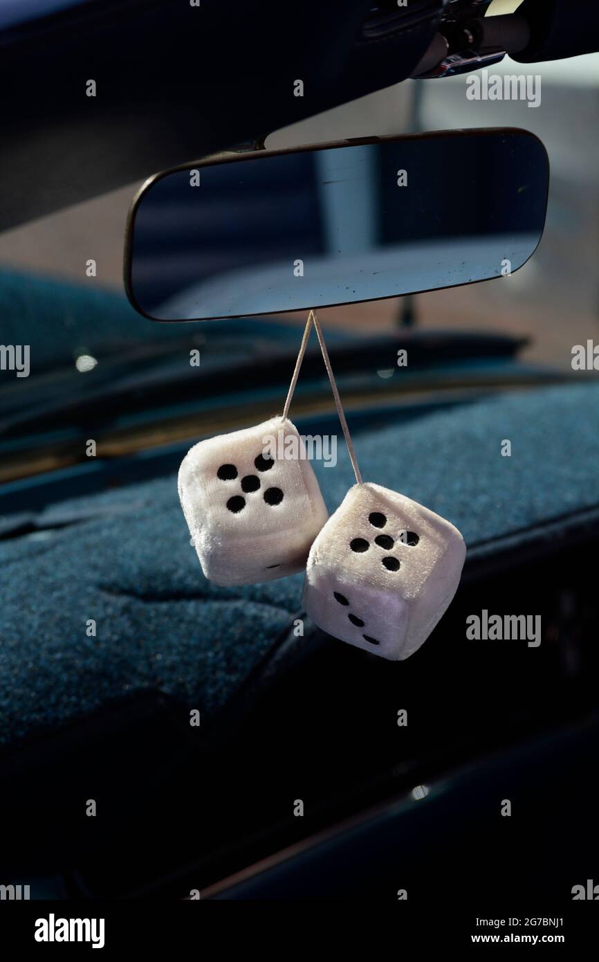 Silver Metal Hanging Dice Rear View Mirror Accessories Silver Metal Car ...