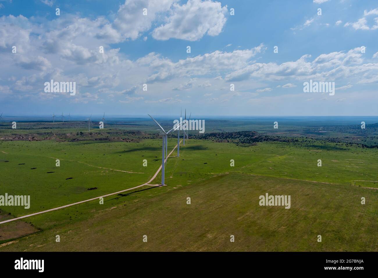 Aerial view wind farm hi-res stock photography and images - Alamy