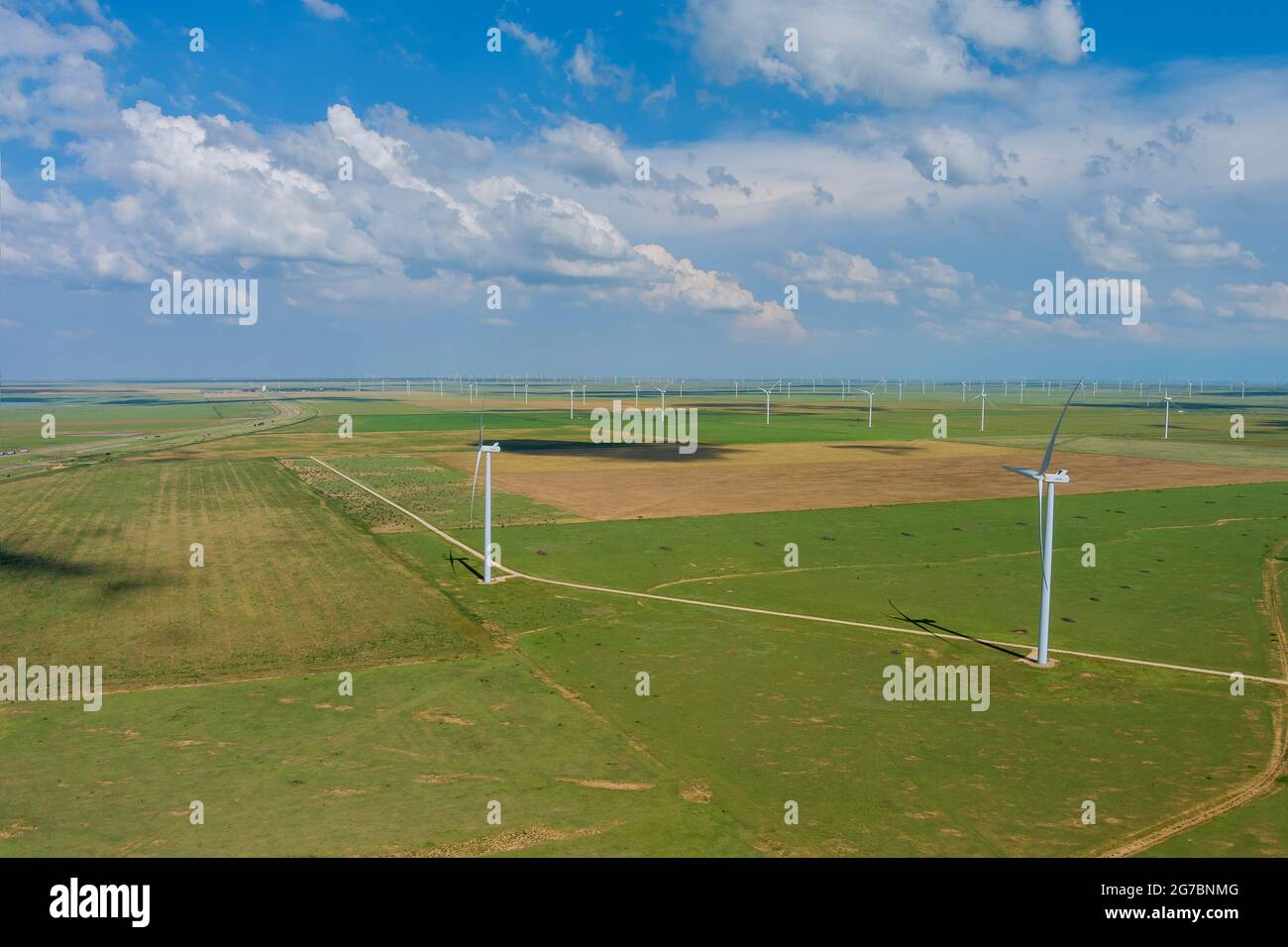 Wind turbines of many windmill renewable energy a field in Southeast ...