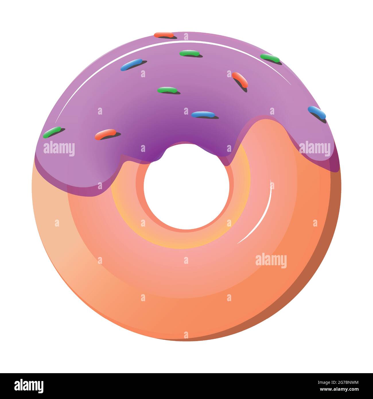 Realistic round donut on white background - Vector illustration Stock ...
