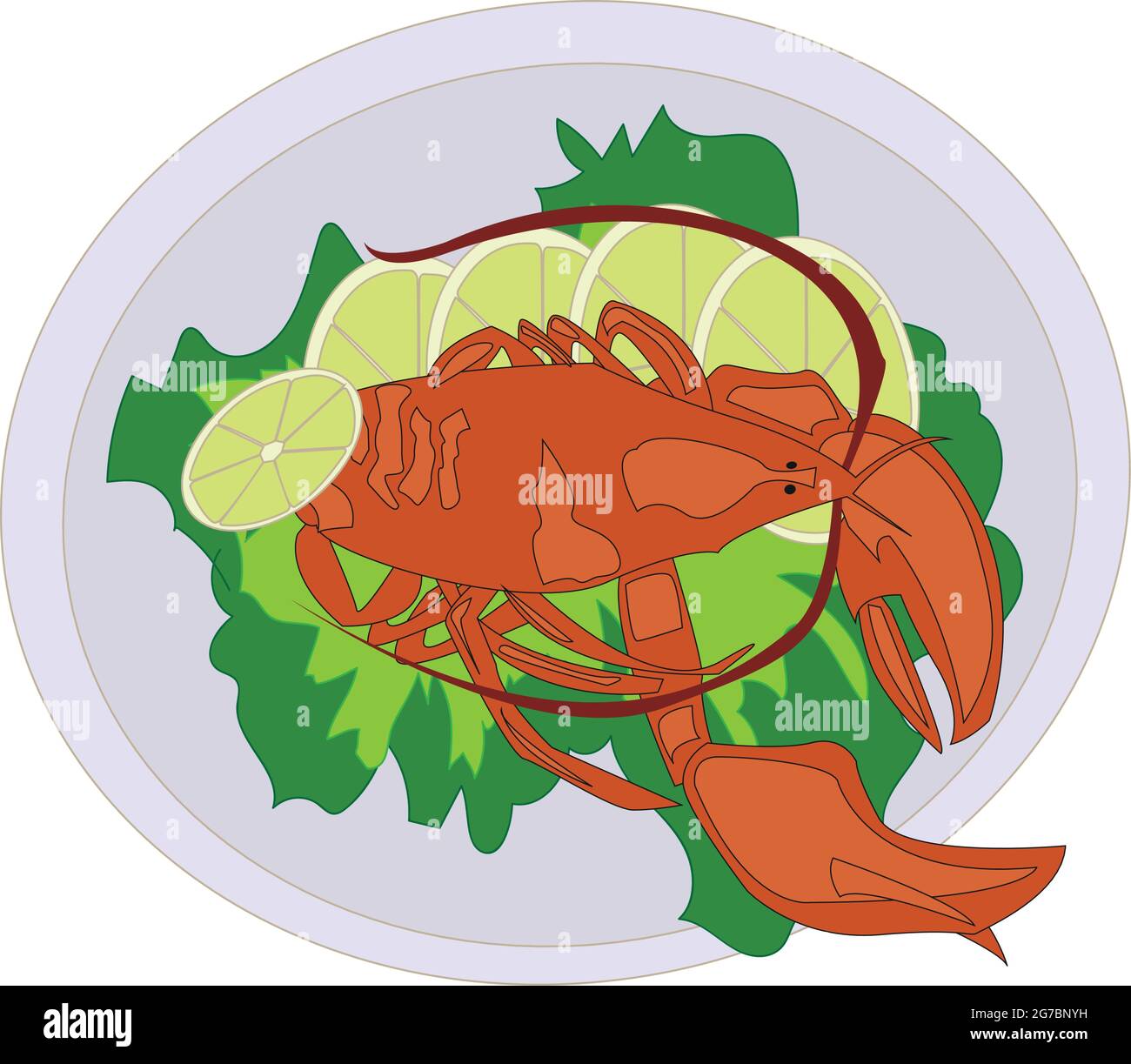 Cooked crab on a plate on a white background - Vector illustration ...