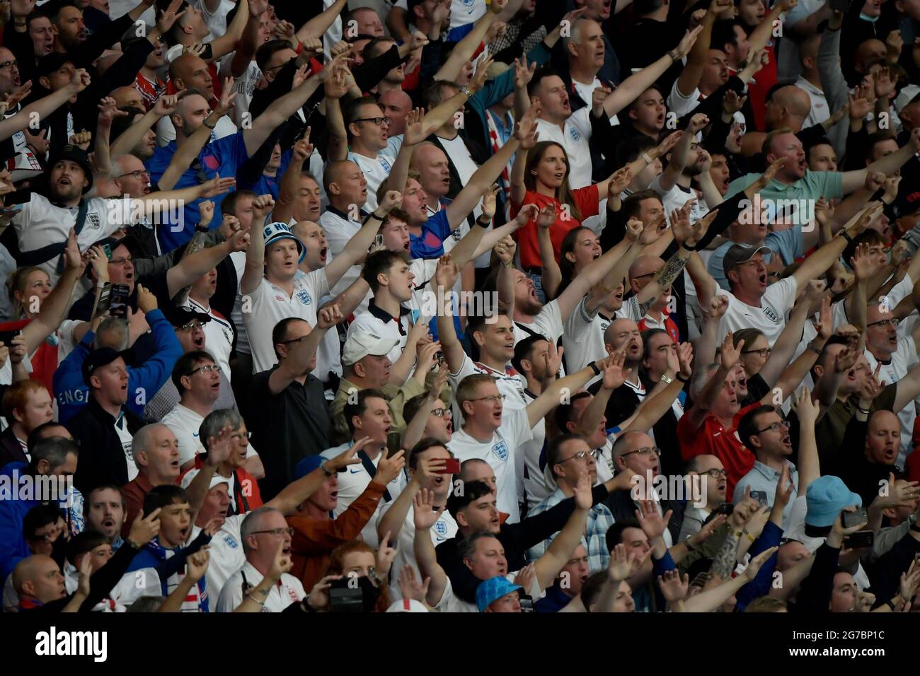 London, UK. 11th July, 2021. England fans cheer on during the Uefa Euro ...