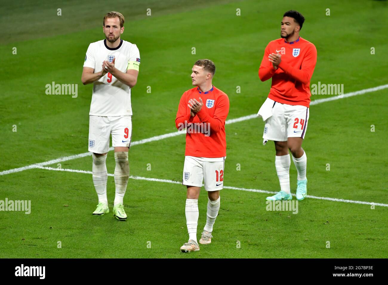 London, UK. 12th July, 2021. Harry Kane, Kieran Trippier and Reece ...