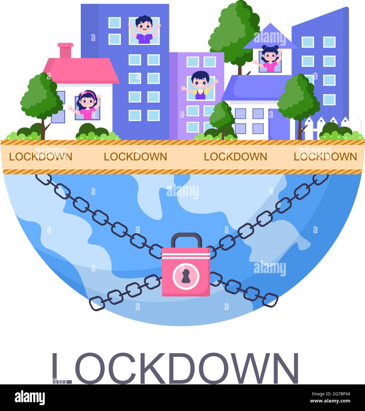 Lockdown To Stop COVID-19 Coronavirus With Cage or Virus Barrier Tape ...