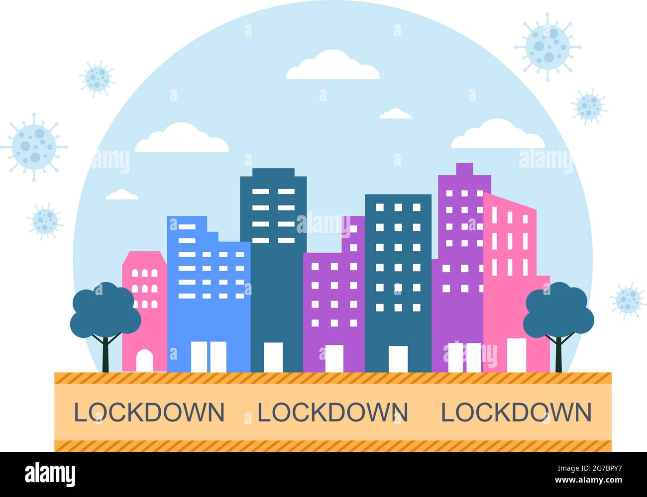 Lockdown To Stop COVID-19 Coronavirus With Cage or Virus Barrier Tape ...