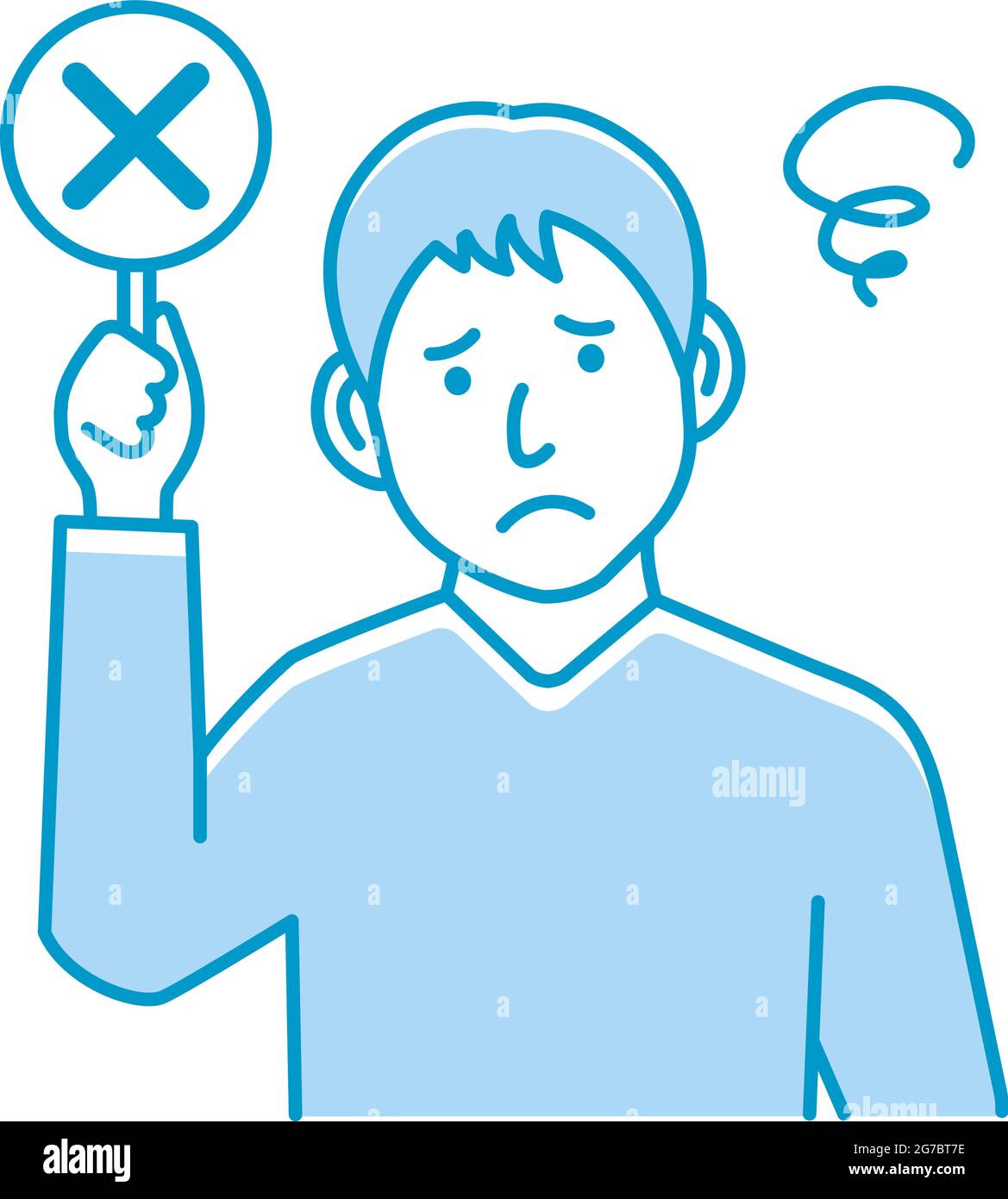 Young man showing placards illustration ( X mark Stock Vector Image ...