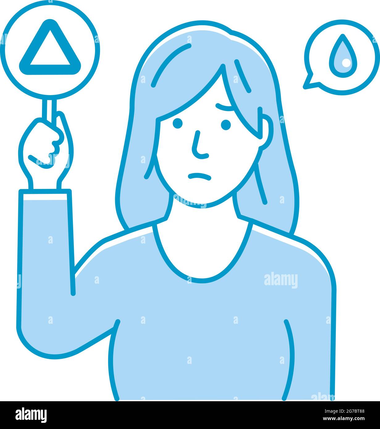 Young woman showing placards illustration ( triangle mark Stock Vector ...