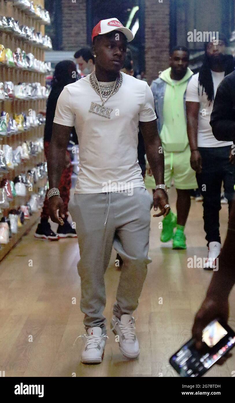 New York, NY, USA. 12th July, 2021. DaBaby seen shopping at Flight Club ...