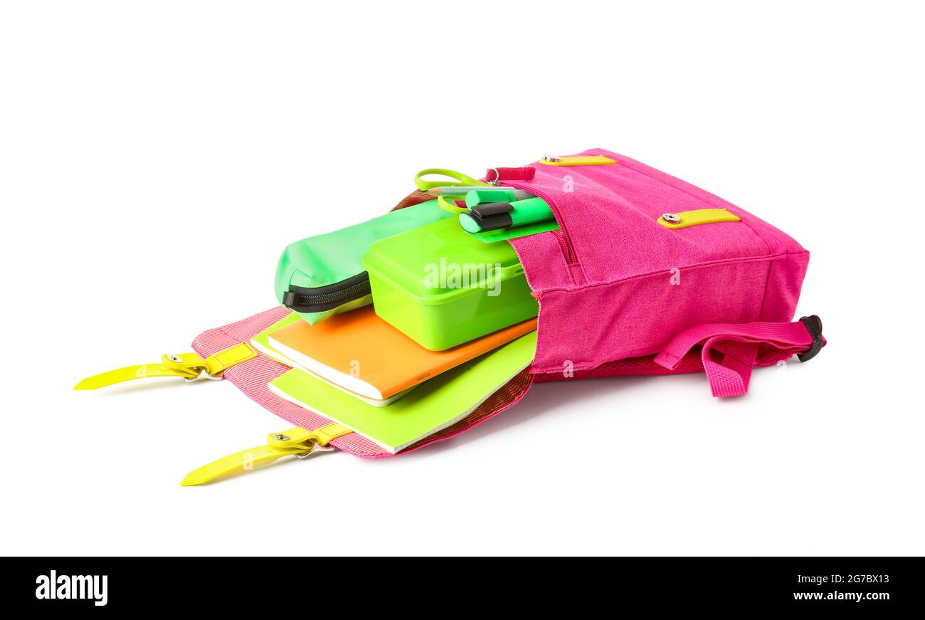 Backpack school lunchbox on Cut Out Stock Images & Pictures - Alamy