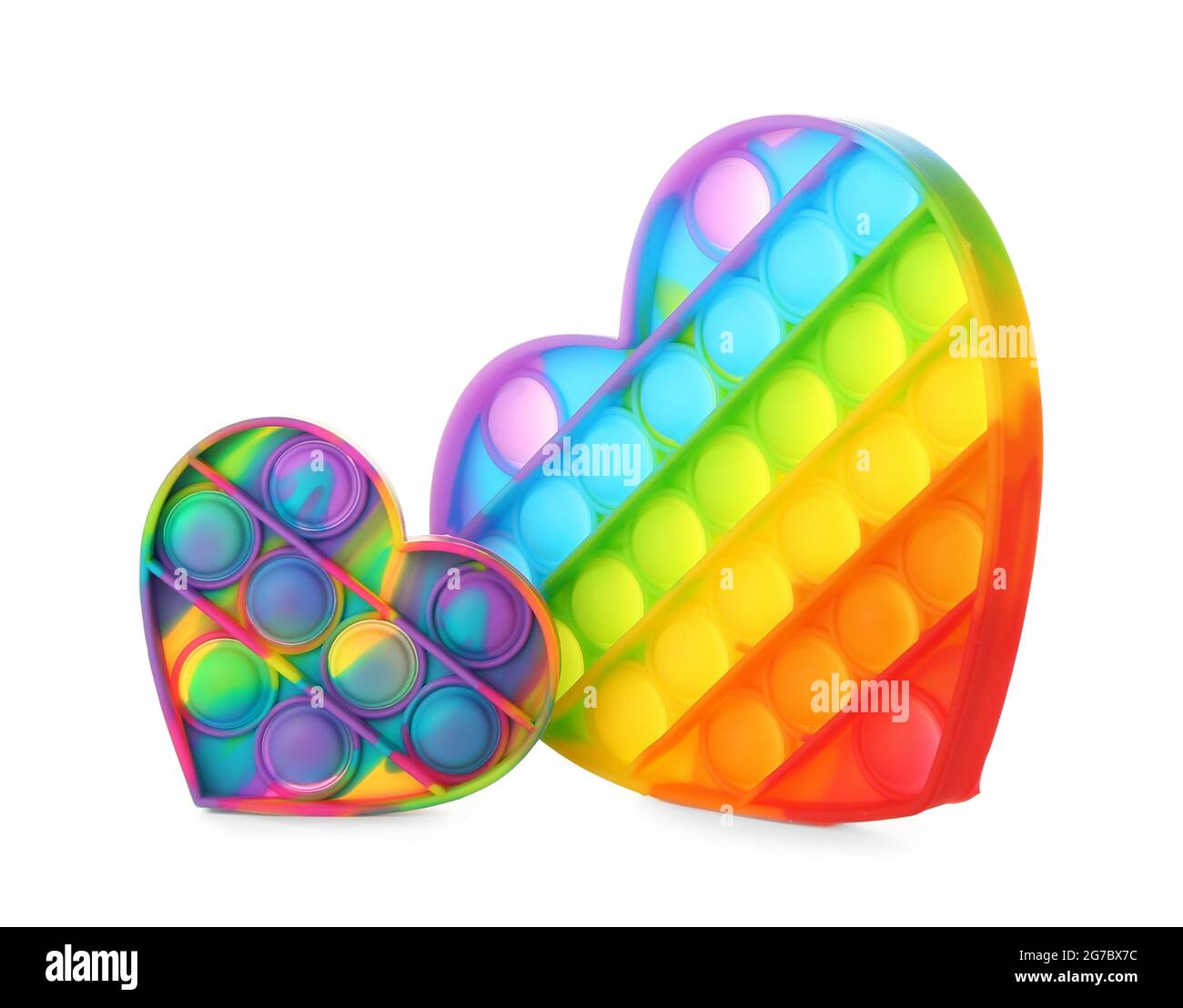 Bright fidget toys on white background Stock Photo - Alamy