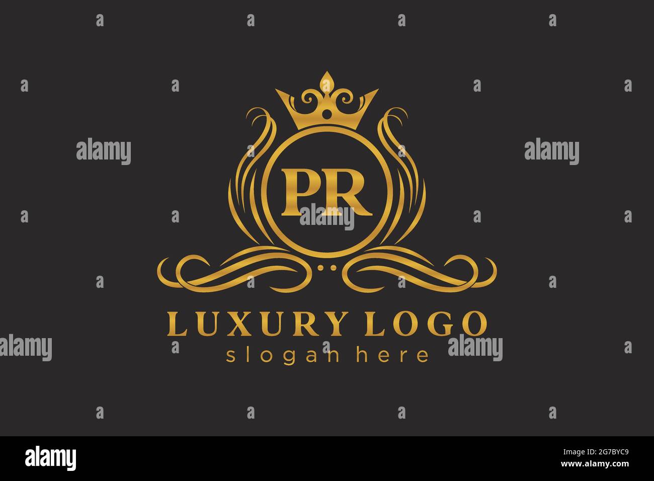 PR Letter Royal Luxury Logo template in vector art for Restaurant ...