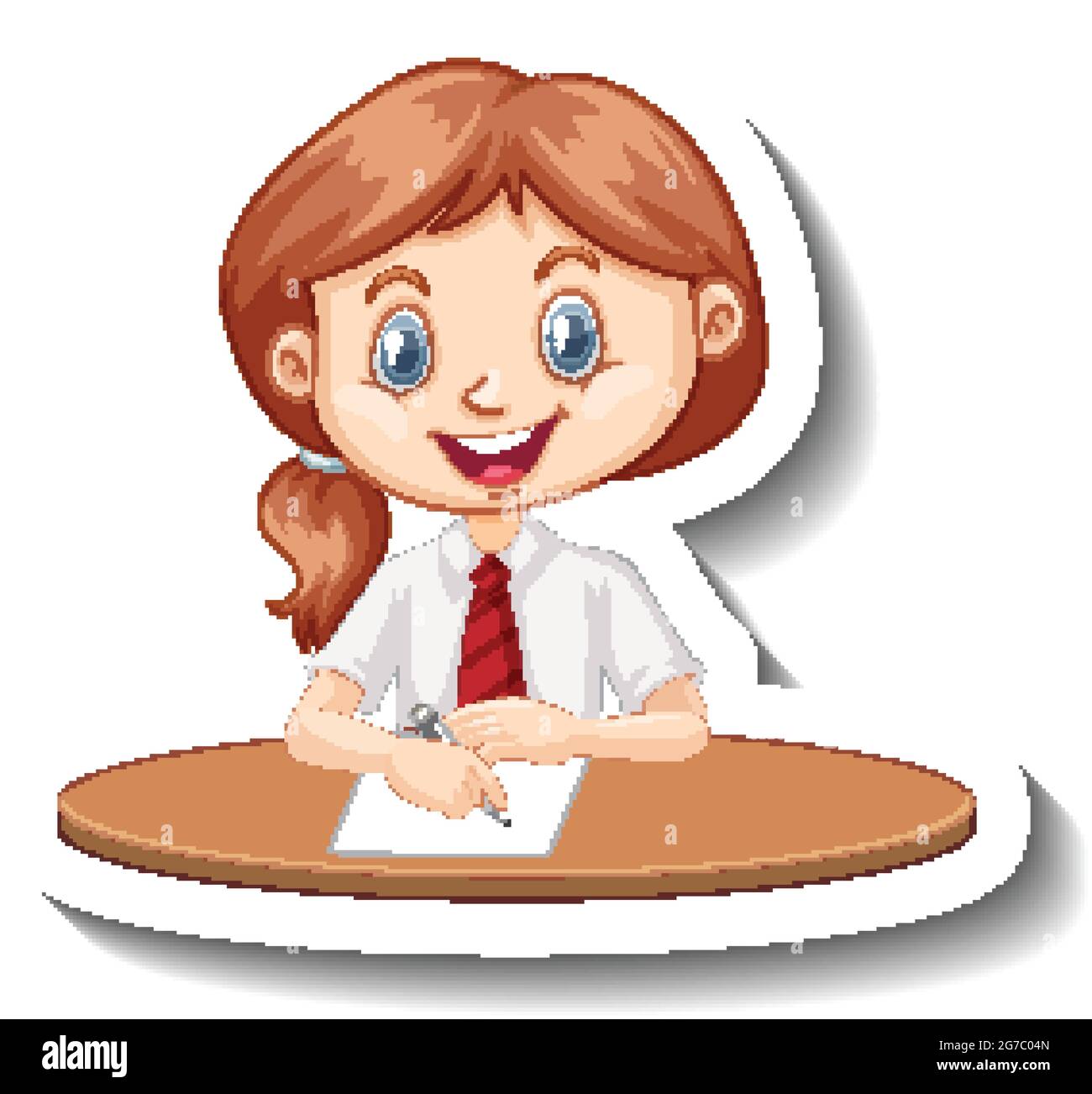 Student Writing At Desk Clip Art