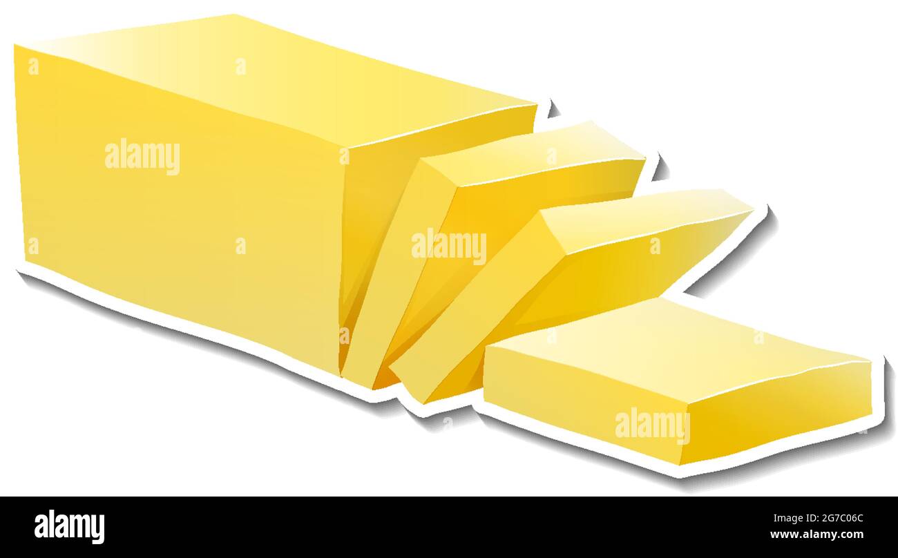 Sliced butter sticker on white background illustration Stock Vector ...