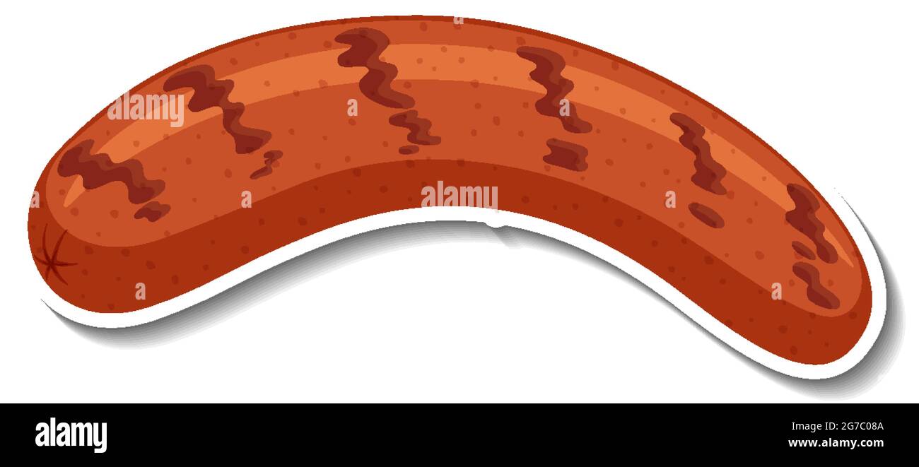 Grilled sausage sticker on white background illustration Stock Vector ...