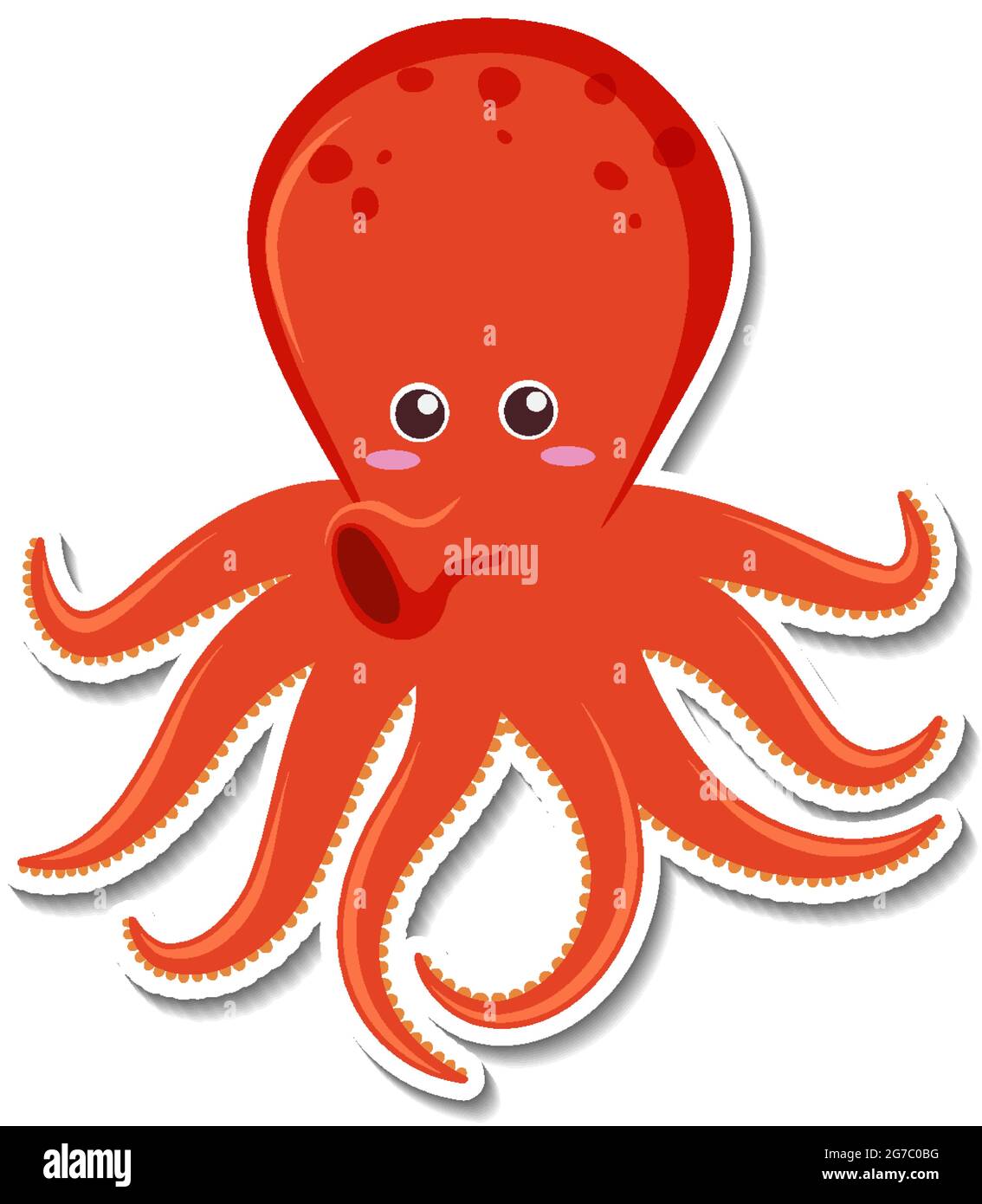Cute octopus cartoon character sticker illustration Stock Vector Image ...
