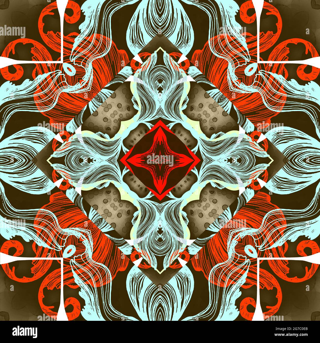 Multicolor Beautiful Illustration Design For Beach Wear Kaftan and ...