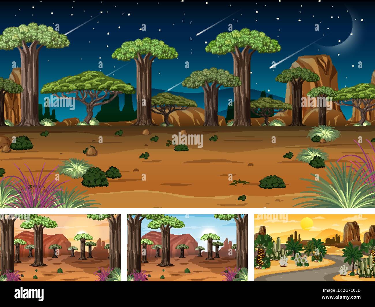 Different nature horizontal scenes illustration Stock Vector Image ...