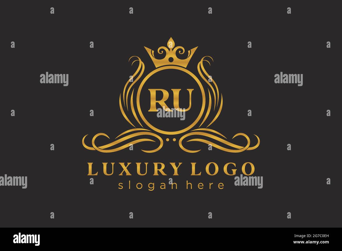 RU Letter Royal Luxury Logo template in vector art for Restaurant ...