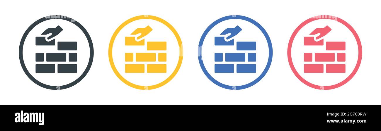 Hand building brick wall icon vector illustration. Construction and ...
