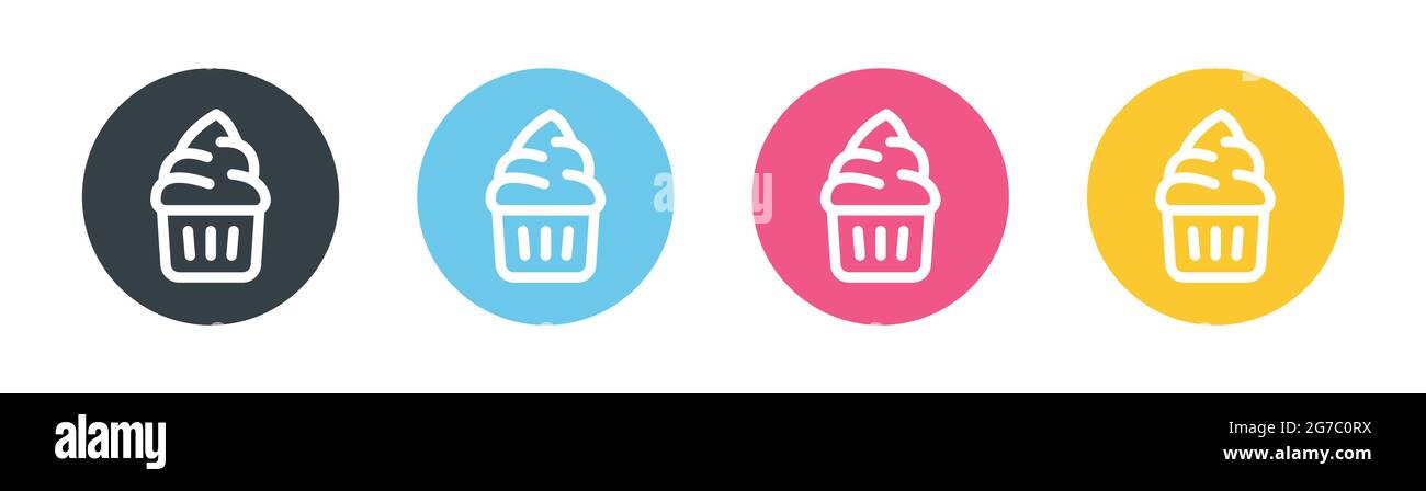 Cupcake icon. Sweet dessert symbol isolated birthday cake on white ...